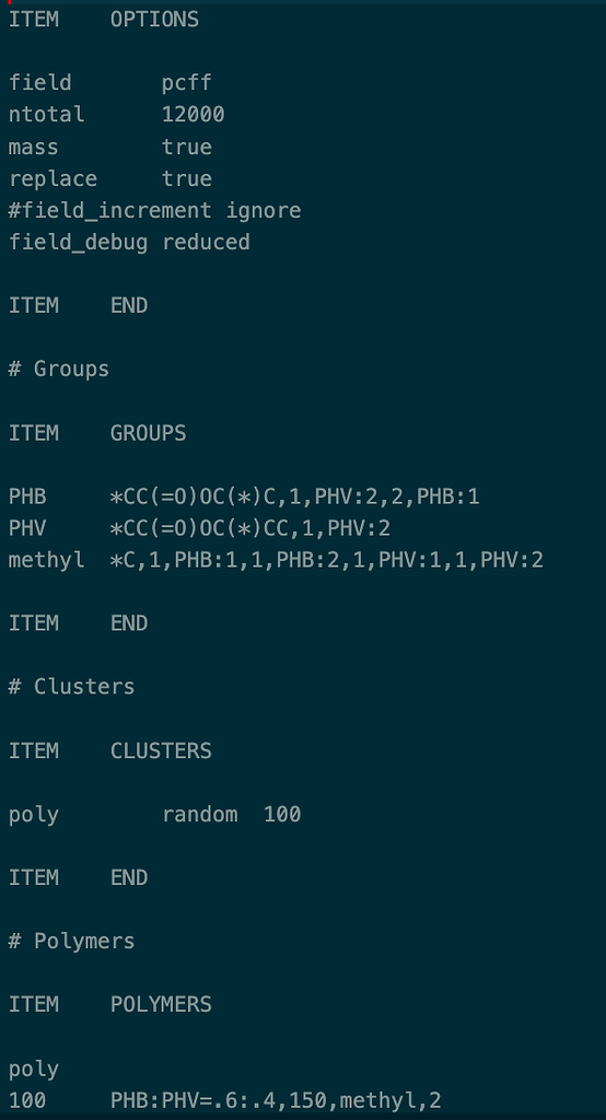 EMC - Best method to create a certain amount of polymer chains ...