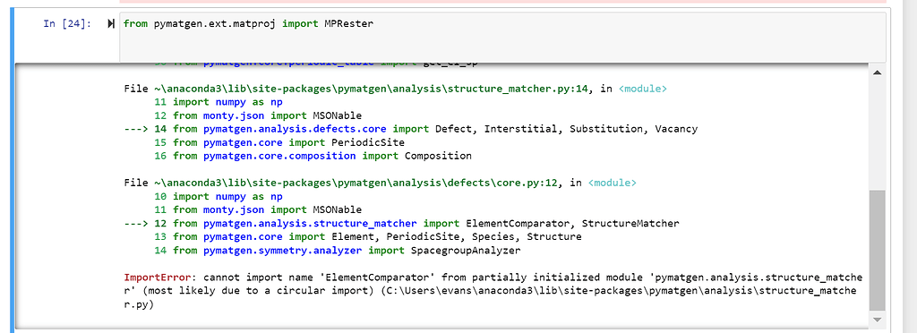 ImportError in Pymatgen - Materials Project Data/API - Materials ...